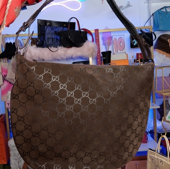 Gucci | Bags | Gucci Chocolate Brown Suede And Leather Shoulder Bag | Poshmark